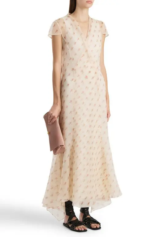 Khaite Meera Floral Silk Organza Dress - Soft Pink