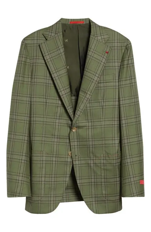 Isaia Delain Check Wool Sport Coat - Verde Segr 600
