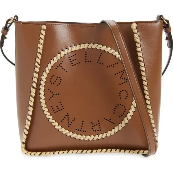 Stella McCartney Crossbody Bag With Raffia Trim - Tan