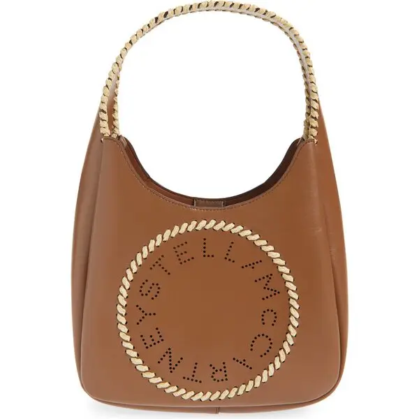 Stella McCartney Small Raffia Trim Hobo Bag - Tan