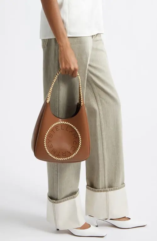 Stella McCartney Small Raffia Trim Hobo Bag - Tan