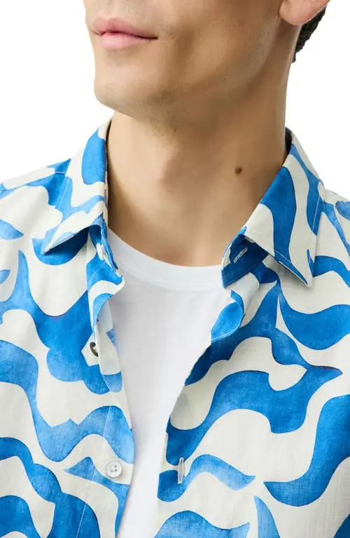 Rodd & Gunn Fireshaw Wave Print Short Sleeve Cotton Button-up Shirt