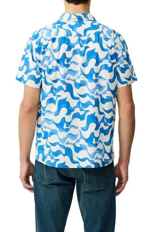 Rodd & Gunn Fireshaw Wave Print Short Sleeve Cotton Button-up Shirt