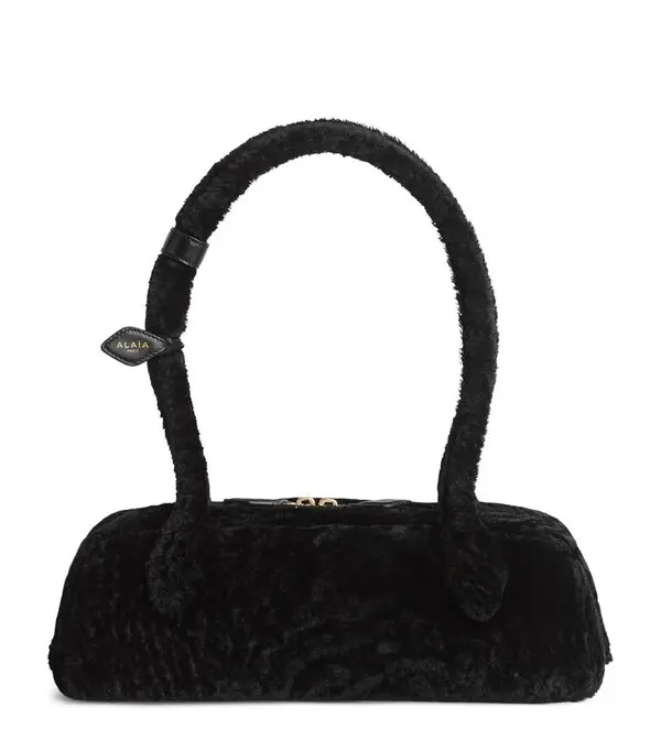 Alaïa Le Teckel Shearling Shoulder Bag - Blue