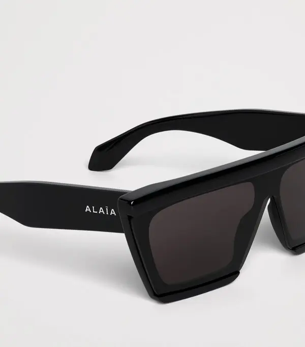 Alaïa Acetate Rectangle Mask 69 Sunglasses - Black