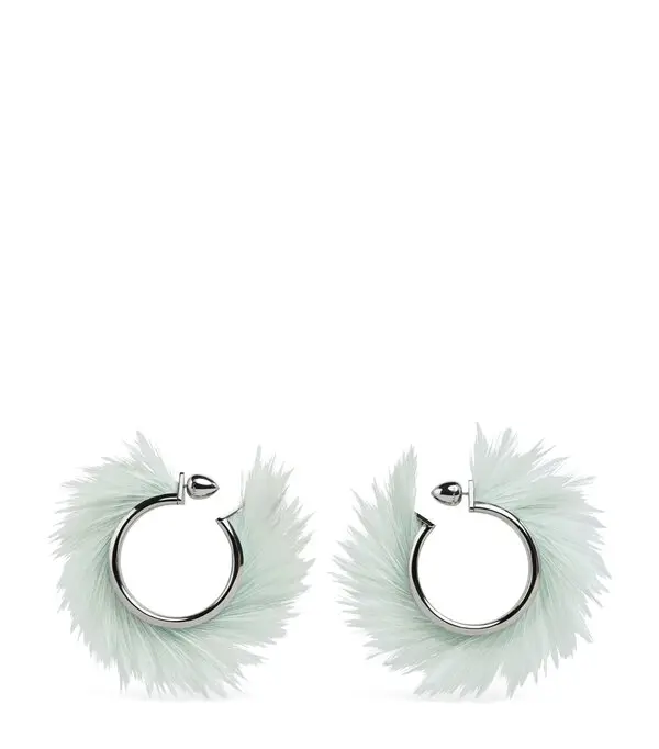 Alaïa Feather-trim Hoop Earrings - Black