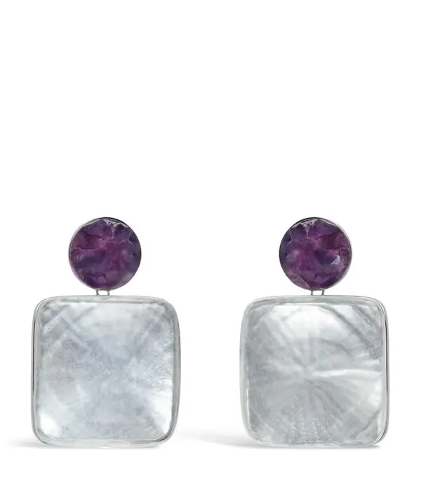 Alaïa Amethyst And Plexiglass Pendant Earrings - Metallic