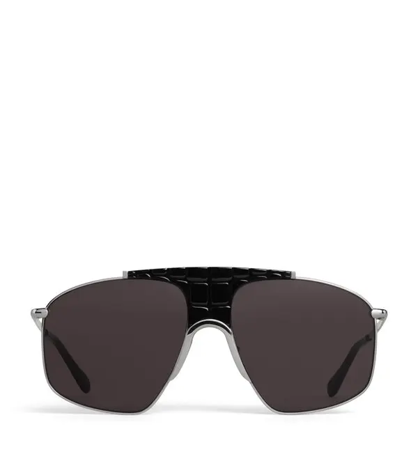 Alaïa Metal Aviator Mask Sunglasses - Gold