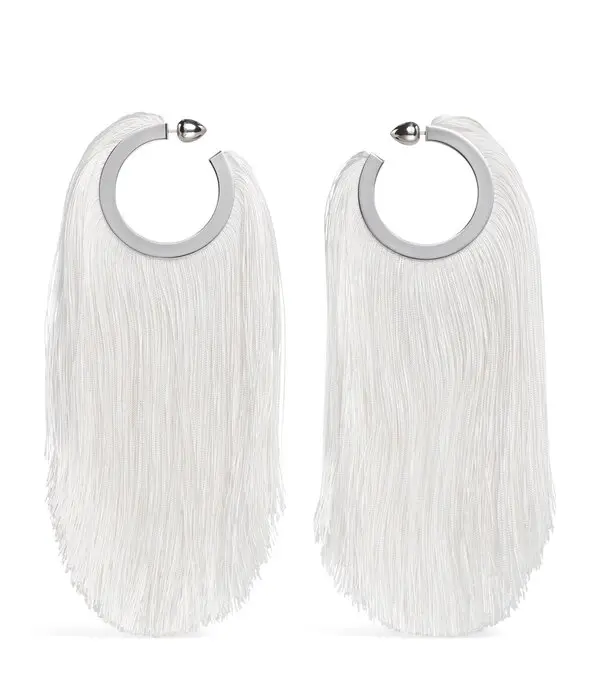 Alaïa Fringe Pendant Hoop Earrings - Black