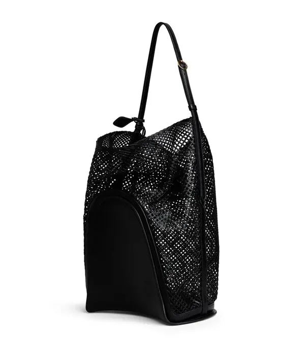 Alaïa Large Leather Net Hip Bucket Bag