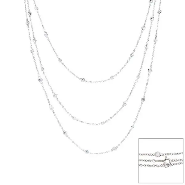 FANTASIA BY DESERIO 5.75 Carat Diamond The Yard Necklace - White Gold Plated
