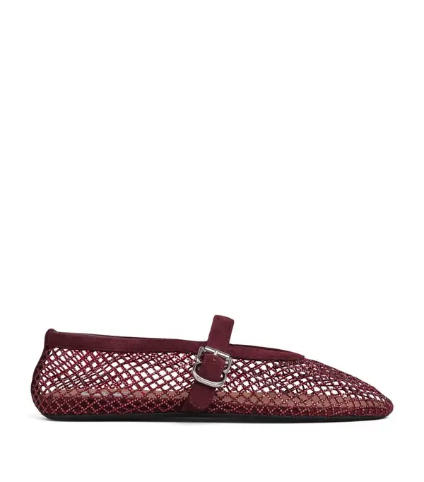 Alaïa Beaded Mesh Ballet Flats - Red