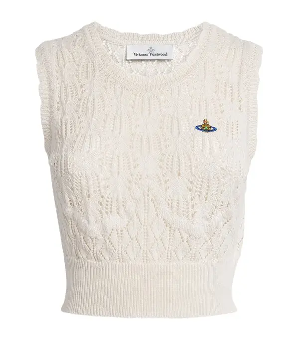 VIVIENNE WESTWOOD Organic Cotton Crochet Ella Top - Ivory