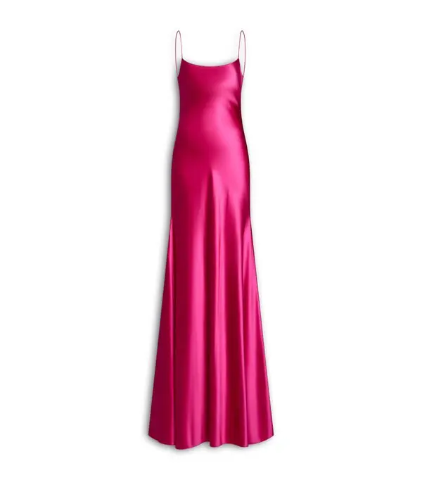 Alaïa Silk Slip Maxi Dress - Pink