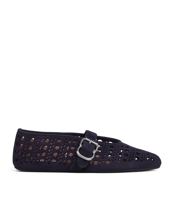 Alaïa Suede Vienne Ballet Flats - Purple