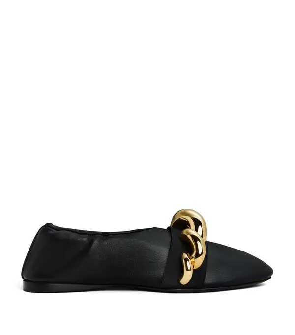 Alaïa Leather Jewelled Ballet Flats - Black