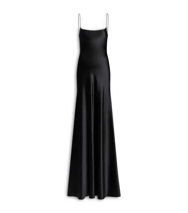 Alaïa Silk Satin Maxi Dress - Purple