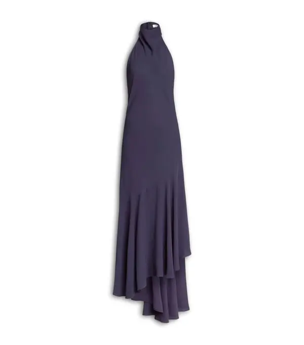 Alaïa Asymmetric Halterneck Maxi Gown - Purple