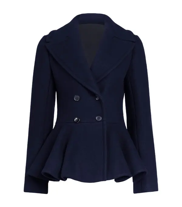 Alaïa Wool-blend Peplum Pea Coat - Blue