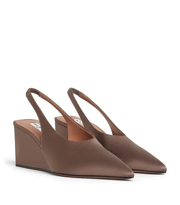 Alaïa Satin Cube Slingback Wedges 75