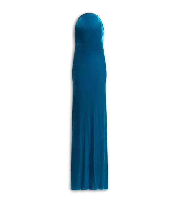 Alaïa Velvet Strapless Sculpture Gown - Blue