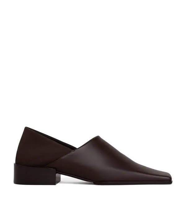 Alaïa Leather-suede Square-toe Loafers - Brown