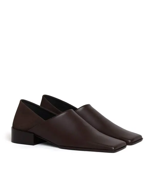 Alaïa Leather-suede Square-toe Loafers - Brown