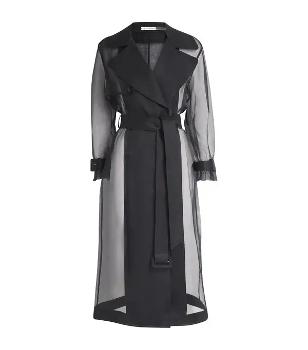 Alice + Olivia Sheer Silvia Trench Coat - Black