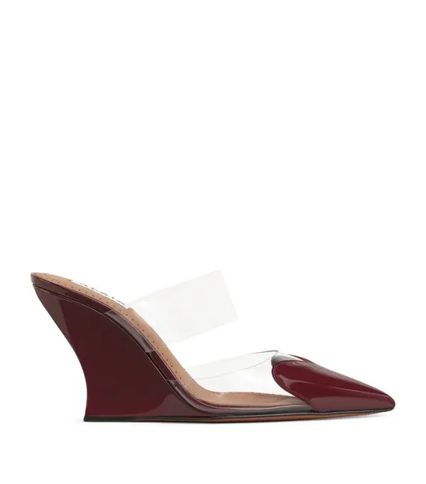 Alaïa Leather-pvc Le Coeur Wedge Mules - Red
