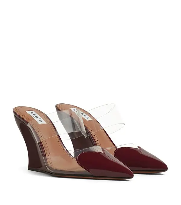 Alaïa Leather-pvc Le Coeur Wedge Mules - Red