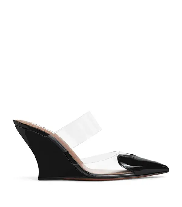 Alaïa Leather-pvc Le Coeur Wedge Mules - Black