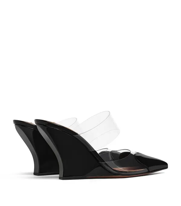 Alaïa Leather-pvc Le Coeur Wedge Mules
