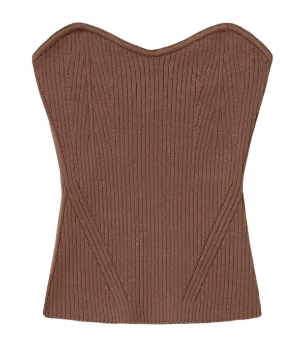 ALLSAINTS Knitted Cruz Bandeau Top - Brown