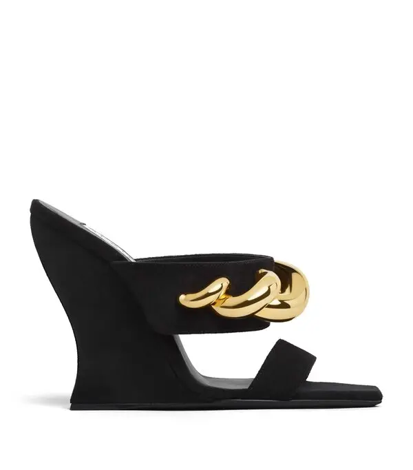 Alaïa Wave Jewel Wedge Mules - Black