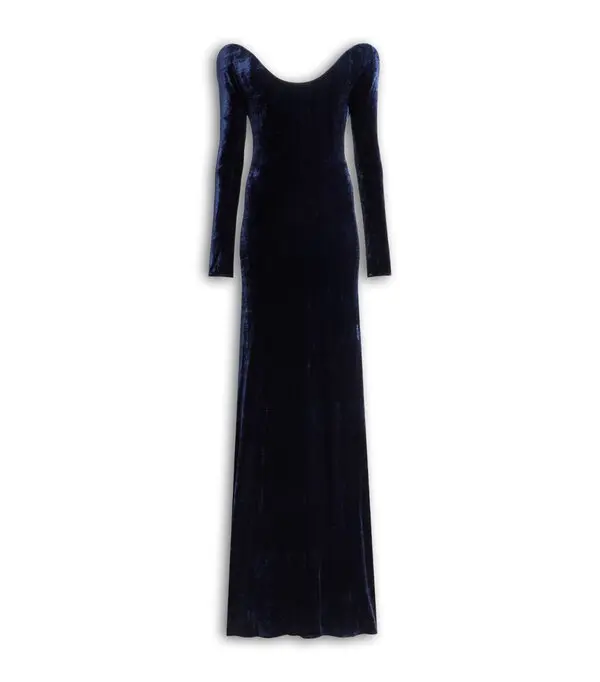 Alaïa Curved Maxi Dress - Blue
