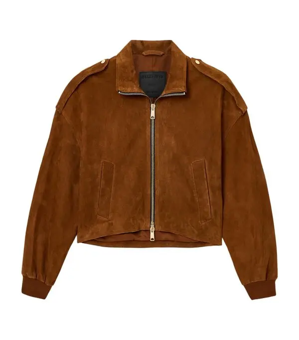 ALLSAINTS Suede Lowden Bomber Jacket - Brown