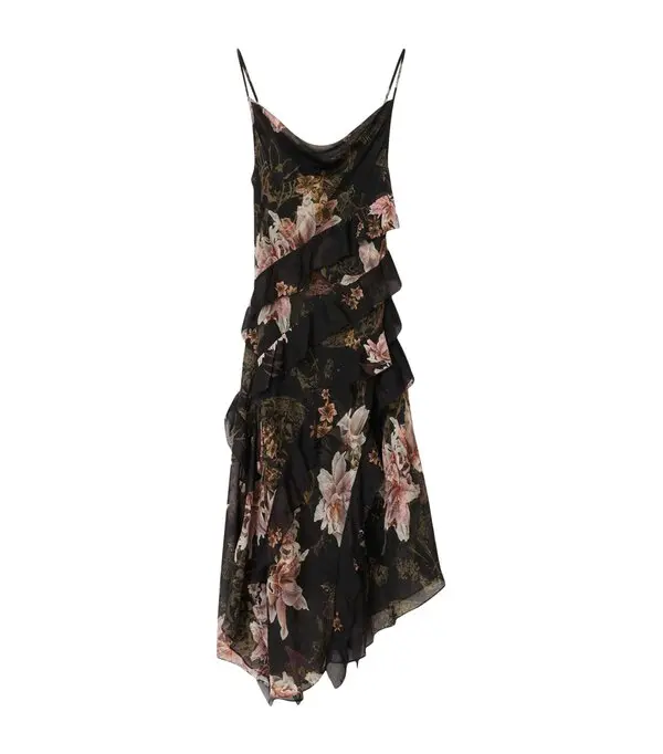 ALLSAINTS Floral Ruth Midi Dress - Black