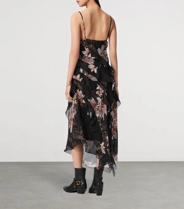 ALLSAINTS Floral Ruth Midi Dress - Black