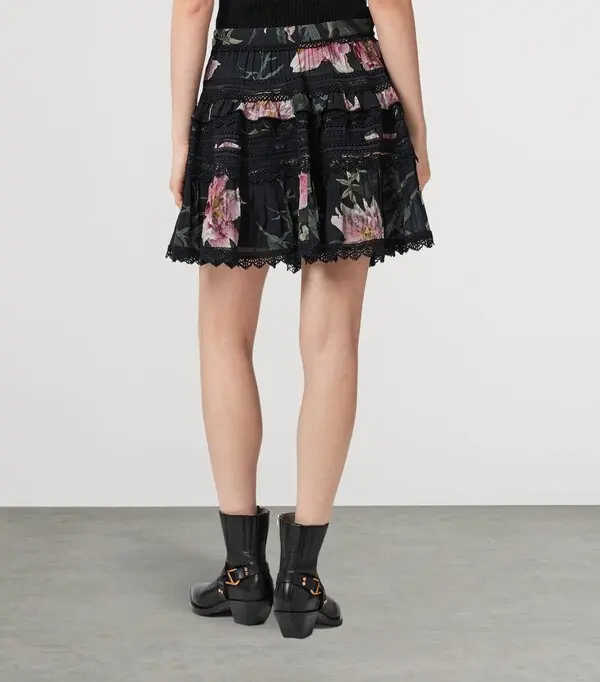 ALLSAINTS Floral Zora Mini Skirt - Black