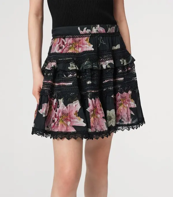 ALLSAINTS Floral Zora Mini Skirt - Black