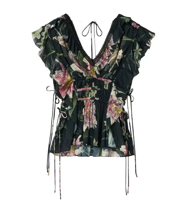 ALLSAINTS Floral Canto Top - Black