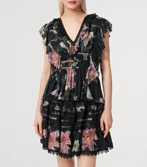 ALLSAINTS Floral Canto Top - Black