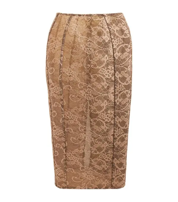 Acne Studios Floral Lace Midi Skirt - Brown