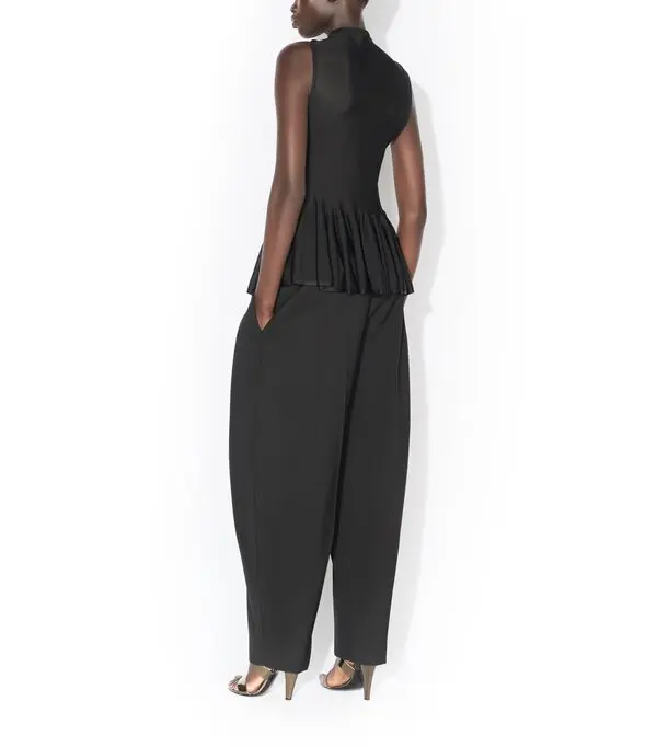 Alaïa Asymmetric Godet Tank Top - Black