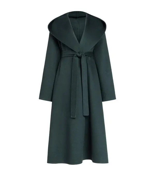 Alaïa Cashmere Hooded Wrap Coat - Green