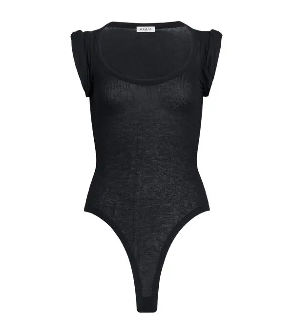 Alaïa Ribbed Bodysuit - Clear