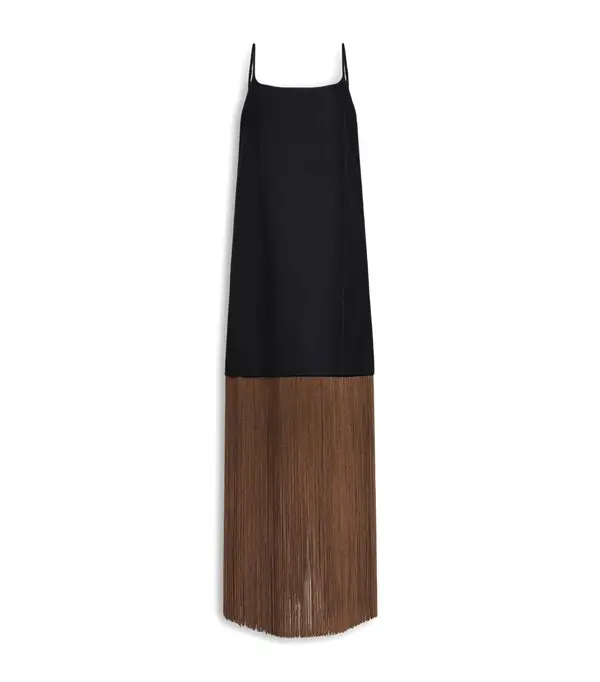 Alaïa Fringed Mini Slip Dress - Black