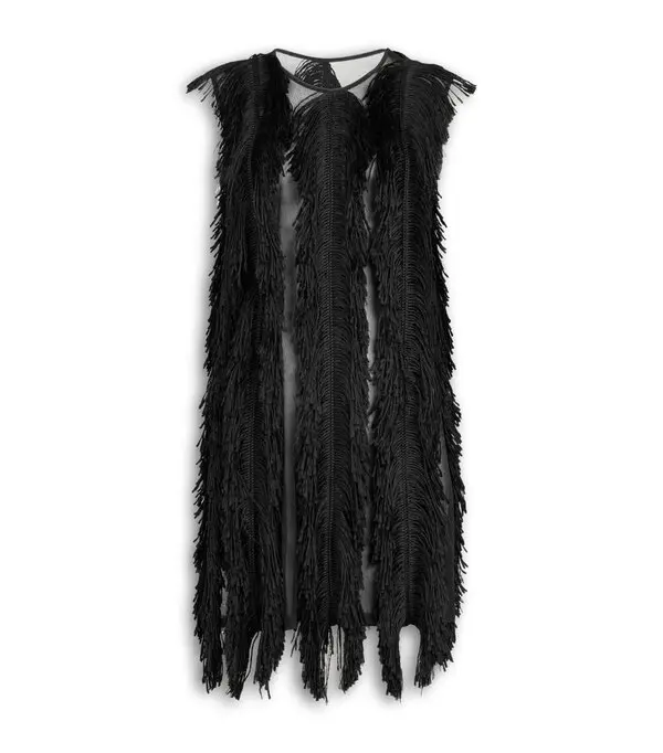 Alaïa Silk Feather-knit Mini Dress - Black