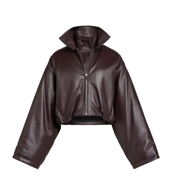 Alaïa Leather Bomber Jacket - Green