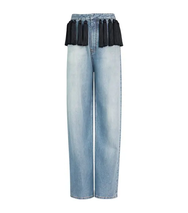 Alaïa Tassel-trim Straight Jeans - Blue
